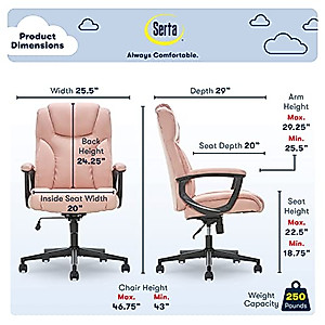 Serta Style Hannah II Office Chair, Harvard Pink Microfiber