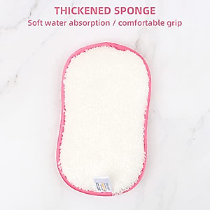 DEFUTAY 3 PCS Kitchen Scrub Sponge, Heavy Duty Scouring Pads, Washing Up Cleaner,Household Cleaning Wash Cloth with Adhesive Hooks（Color Random）