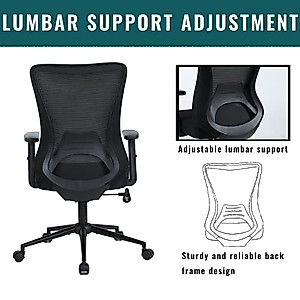 ralex-chair Office Chair Ergonomic Desk Chair Comfort Height with Wheels，Lumbar Support Mesh Swivel Computer Home Office Study Task Chair(5017) (Black)