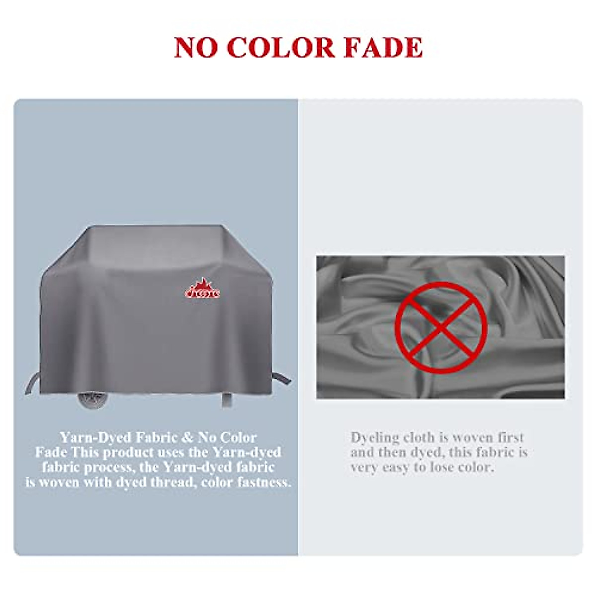Chooone 58 Inch Grill Cover, Heavy Duty Waterproof Barbecue Gas Grill Cover, Windproof, UV and Fade Resistant, 600D BBQ Grill Cover for Weber Brinkman Char-Broil and More, Grey Cover