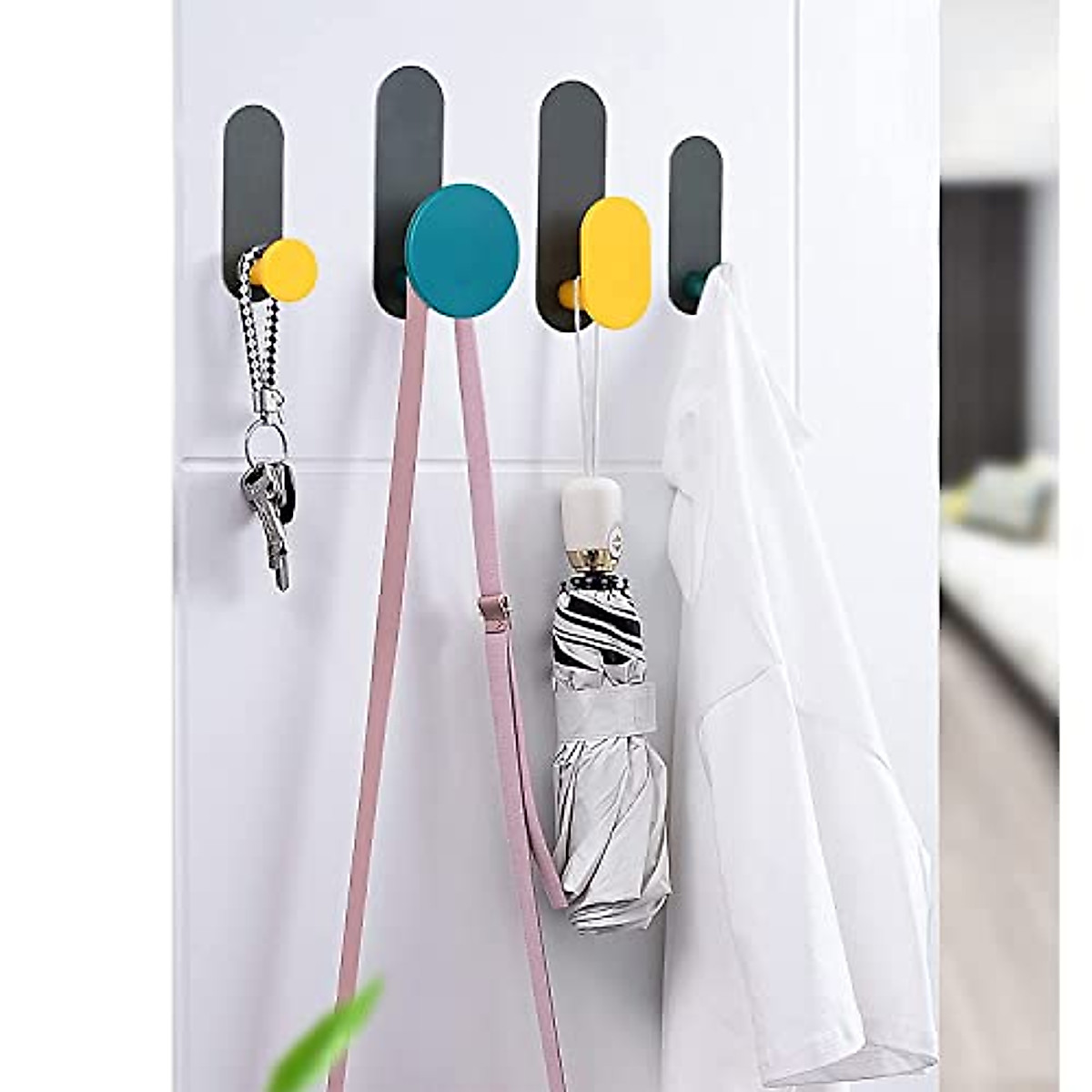 4 Pack Hooks Utility Hooks Decorative Wall Hangers Hooks Coat Hook Key Hook Heavy Duty Hooks for Office Bathroom Kitchen Kid’s Room Bedroom (Grey)