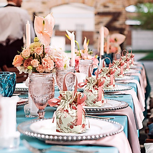 Liobelon 8 Pieces Floral Small Gift Bags with Handles 5.5 x 3.7 x 2.3'' Canvas Small Candy Bag Tea Party Favor Bags Wedding Favors Boxes for Party, Baby Shower,Bridal Shower (pink)