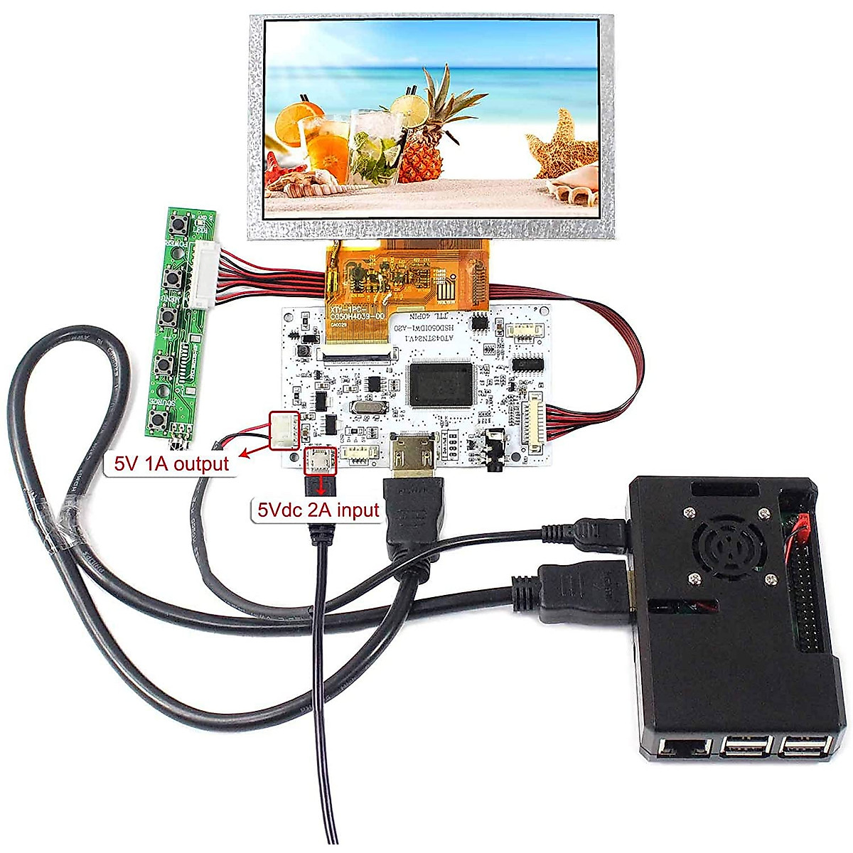 VSDISPLAY 5" 5 inch 800X480 TFT LCD Screen 40pin with HD-MI Controller Board