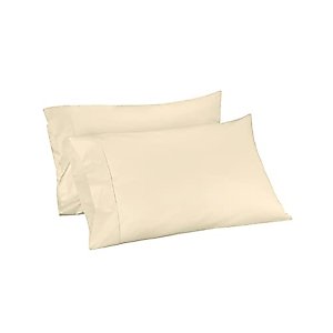 Linen Home 500 Thread Count Queen Pillowcase Set | 100% Long-Staple Cotton Pillow Cases | Luxury Satin Queen Pillowcases | Soft & Smooth Set of 2 Pillowcases | 4 Inch Z Hem | Ivory