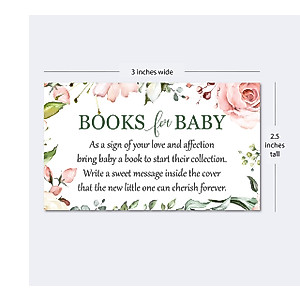 Moonrise Papery Baby Shower Book Request Cards, Set of 50, Pink Floral Design