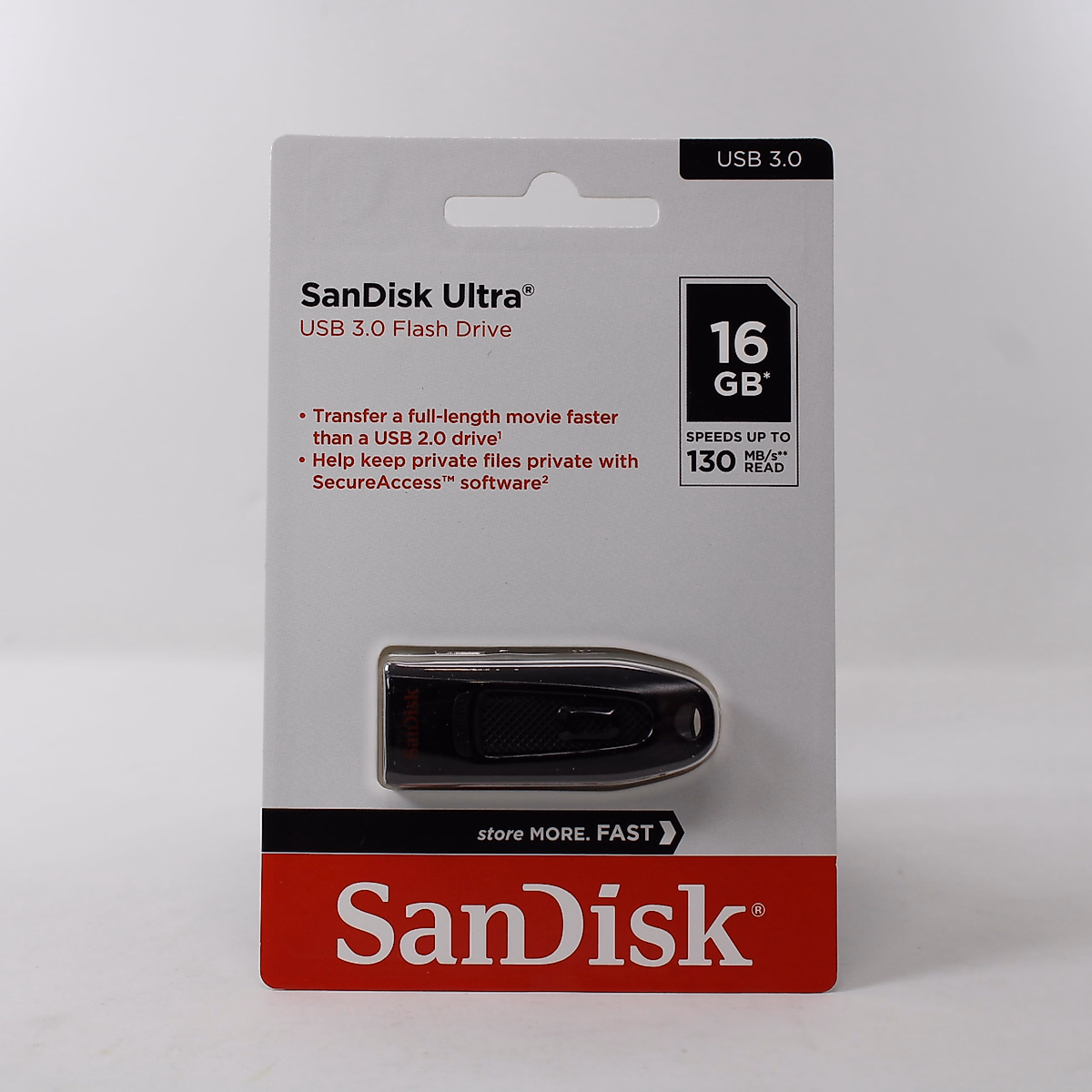 Sandisk Ultra USB 3.0 Flash Drive (SDCZ48-016G-A46), Black; Red