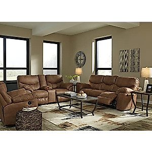Signature Design by Ashley Boxberg Oversized Faux Leather Manual Pull Tab Reclining Sofa, Brown