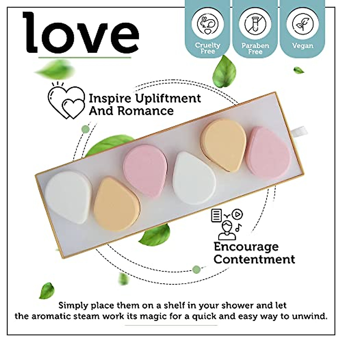 Bundle of 6 Floral Scented Shower Steamers with Holder - Aromatherapy Bombs - Valentines Gift Set - Selfcare for Women, Mom, Girlfriend, Best Friend Who Has Everything