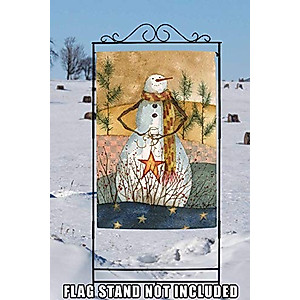 Toland Home Garden 1010497 Americana Snowman Winter Flag 28x40 Inch Double Sided Winter Garden Flag for Outdoor House Flag Yard Decoration