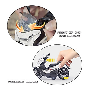 Diecast Motorcycle Model - Toy Motorcycle with Sound and Light for Kids Age 3 Year. Motorcycle Toys for Kids, Adults, and Boys (White)