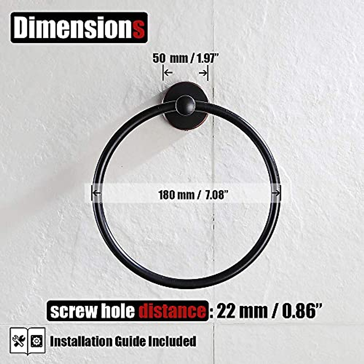 JQK Towel Ring Oil Rubbed Bronze, Stainless Steel Hand Towel Holder for Bathroom, ORB Wall Mount, TR130-ORB