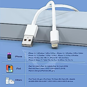 Estbuc [Apple MFi Certified 5pack 10FT iPhone Charger Long Lightning Cable Fast Charging High Speed Data Sync iPhone Charger Cord Compatible with iPhone 14/13/12/11 Pro Max/XS MAX/XR/XS/X/8/7/Plus