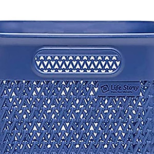 Life Story 16 Quart Lightweight Heavy Duty Woven Trendy Storage Organizer Holder Bin Basket w/Built In Handles for Household Storage, Blue (6 Pack)