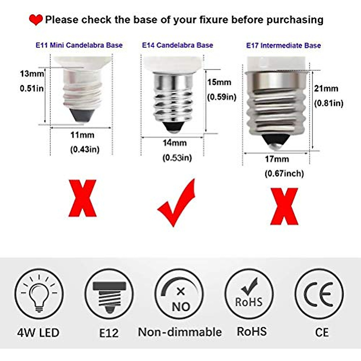xiaominilight, 5pcs E14 LED Light Bulbs 5W Equivalent 40W Incandescent Bulb, E14 European Base Bulb, Dimmable, White 6000K, 400LM