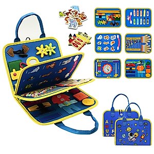 BESFAN Busy Book for Toddlers 1-3, Montessori Toys Busy Board Educational Sensory Learning Toys with Life Skills Travel Toys for Toddlers 1-3 for Road Trip Plane Car