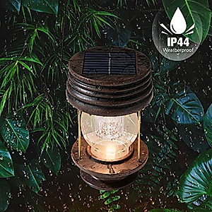 Solar Lanterns Outdoor Waterproof - 8.3" Bright Large Solar Hanging Lights - 2 Pack Solar Powered LED Metal Retro Lights Great Decor for Patio, Gardens, Yards, Path, 30 Lumens (Warm Light)
