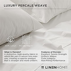 100% Cotton Percale Fitted Sheet Queen Size, White, 1 Deep Pocket Fitted Sheet, Crisp and Cool Strong Bed Linen, 60"X80"+15"