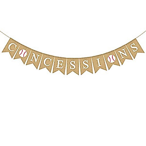 Rainlemon Jute Burlap Concessions Banner Sports Themed Baby Shower Boy 1st Birthday Party Decoration