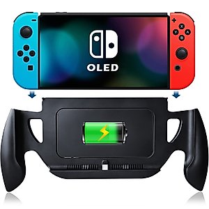 TERIOS Switch Controller Grip Compatible with Nintendo Switch 7.0'' OLED, Fast Charging 5000mAh Portable Rechargeable Backup Battery with Charger Station Console Ergonomic Design
