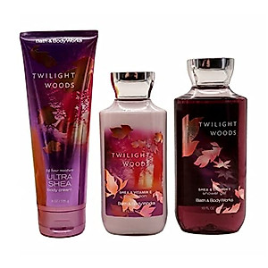Bath & Body Works, Ultra Shea Body Cream, Body Lotion, Shower Gel, Twilight Woods Bundle (3-Pack)