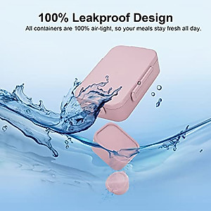 2045ml Large Bento Box, Wheat Fiber Kids/Adults Lunch Box, with Removable 100% Leak-Proof Compartments, BPA-Free Lightweight and Easy Open To-go Food Container for School, Work, Picnic -Pink