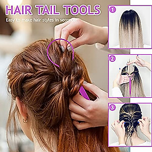 TsMADDTs 3Pack Hair Loop Tool Set with 2Pcs French Braid Tool Loop 1Pcs Rat Tail Comb Metal Pin Tail Braiding Comb for Hair Styling, Purple
