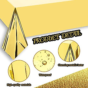 Youyole 6 Pack Iridescence Plastic Tablecloths Gold Foil Shiny Disposable Laser Rectangle Table Cloths for Party Wedding Christmas Birthday Holiday Party Decorations 54" x 108" (Gold)