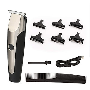 WZGZFER Hair Clippers Professional Trimmer Kit Cordless Barber Clipper with 6 Adjustable Guide Combs Rechargeable Hair Trimmer Set, Hair Cutting Machine Grooming Kit for Men/Kid/Baby (Silver)
