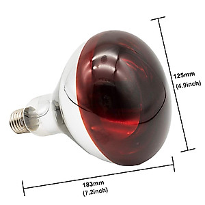 Fengrun Infrared Heat Lamp Bulb Red Light Therapy 250 Watt Dark Red Hard Explosion-Proof Glass for Chicken, Farm, Pets, Warming Bulbs Bathroom Winter(120V,250W)