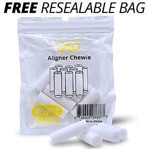 IXO Aligner Chewies for Invisalign Aligners - Chewies Invisalign Accessories for Retainers, Aligner Chewies for Invisalign Trays, Orthodontic Chewies in Resealable Bag - 10 Pack - Unscented