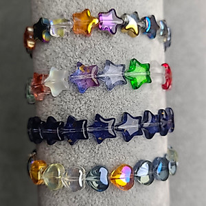 100pcs Dark Blue Star Beads Glass Crystal Star Beads 10mm Star Glass Spacer Beads for Jewelry Bracelet Making DIY Crafts Gifts (Dark Blue Star)