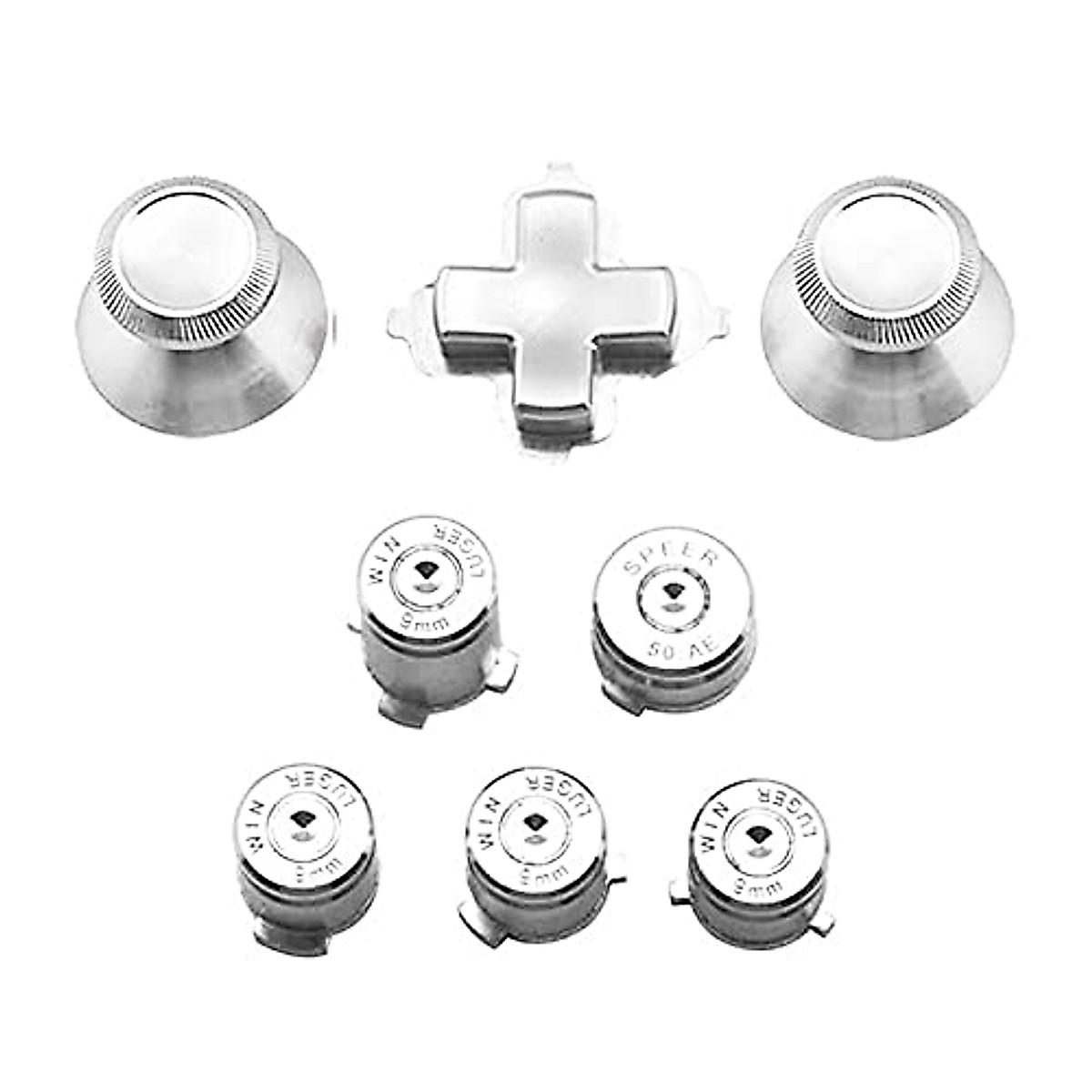 OCity Aluminium Metal Thumbstick Joystick Analog Cap Bullet ABXY Guide Button D-Pad Dpad Buttons Replacement for Xbox one Controller (Silver)