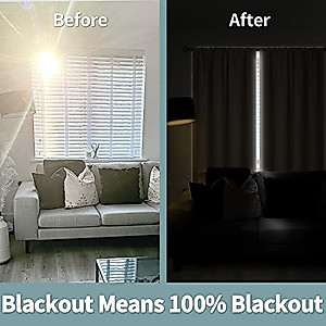BGment Thermal Insulated 100% Blackout Curtains for Bedroom with Black Liner, Double Layer Full Room Darkening Noise Reducing Rod Pocket Curtain (42 x 84 Inch, Beige, 2 Panels)