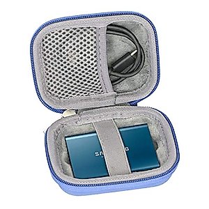 Hard Travel Case Replacement for Samsung T3 T5 Portable 250GB 500GB 1TB 2TB SSD USB 3.0 External Solid State Drives by co2CREA (Blue Case)