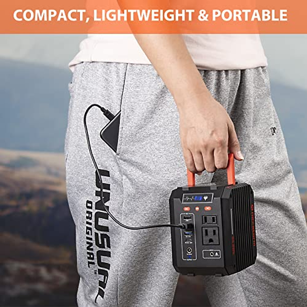 Portable Power Station, 88.8Wh Small Generator Super Quiet Backup Lithium Battery with 110V/80W AC Outlet DC USB QC3.0, Camping Light for Airplane Home CPAP Emergency Power Outage Laptop Phone Solar