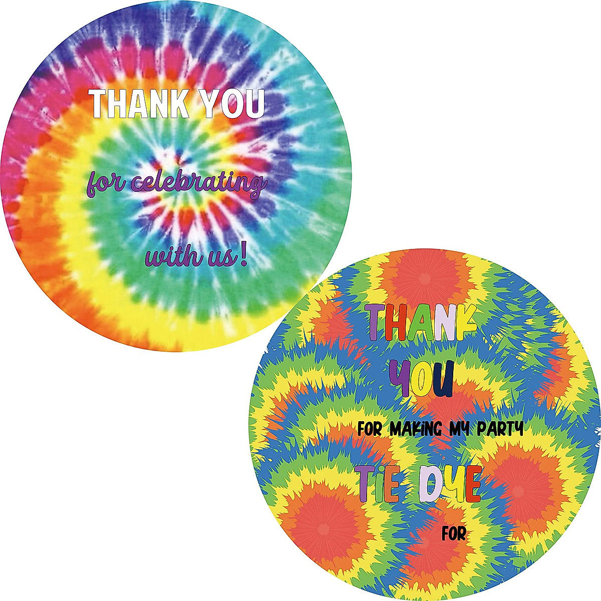 Hilgue, 80 Pcs Tie Dye Thank You Stickers, Tie Dye Thank You Stickers, 60's Groovy Party Favors Labels Birthday Baby Shower Decorations (2 Inches), 2 Inch (Pack of 80)