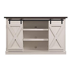 Pamari Wrangler Sliding Barn Door TV Stand, Off-White