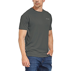 BALEAF Men's UPF 50+ Outdoor Running Workout Short-Sleeve T-Shirt Deep Gray Size L