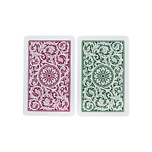 Copag 1546 Design 100% Plastic Playing Cards, Bridge Size (Narrow) Green/Burgundy (Standard Index, 1 Set)