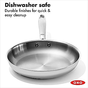OXO Good Grips Pro Tri Ply Stainless Steel Dishwasher Safe Nonstick Frying Pan, 8"