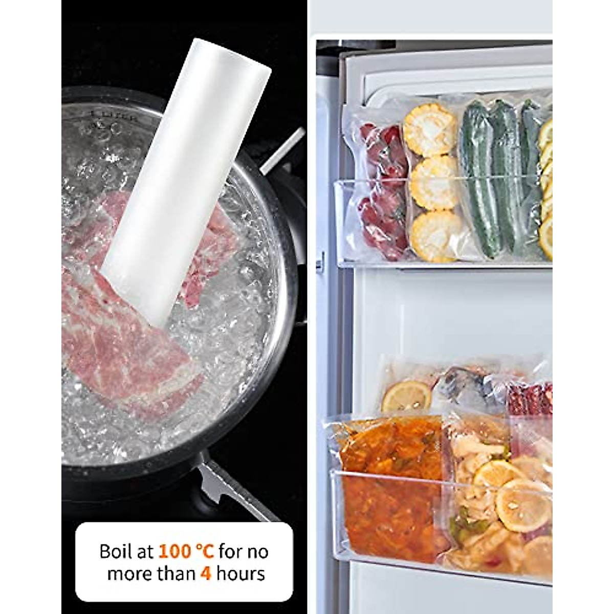 ZRFooCoo Vacuum Sealer Bags for Food Saver, Seal a Meal, BPA Free, Commercial Grade, Great for Vac Storage, Meal Prep or Sous Vide 12" x 20' (Pack of 2)