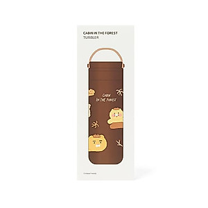 GIYOMGIYOM KAKAO Official Merchandise- Ryan and Choonsik A Cabin in The Forest - Vacuum Insulated Stainless Steel Tumbler 475ml (16oz) (Brown Ryan and Choonsik)