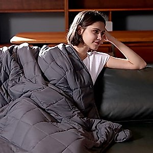 Syrinx Cooling Weighted Blanket Queen Size (15 Pounds 60''x80'' for Adult), Breathable Fabric with Premium Glass Beads, Heavy Blanket Suit for Person About 140lbs, Dark Grey