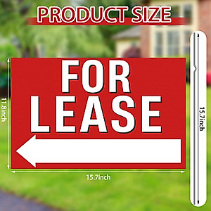 Mumufy 5 Pcs 12 x 16 Inch for Rent Sign with Stand Double Sided Corrugated Plastic Red White for Lease Sign with 10 Pcs Tall Stands for Outdoor House Business Supplies
