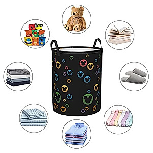 Cute Large Laundry Basket fit Cartoon Character R8 Durable Waterproof Portable with Handle for Bedroom Laundry Room collapsible laundry baskets Round Dirty Storage Clothes Basket Circular hampers - M