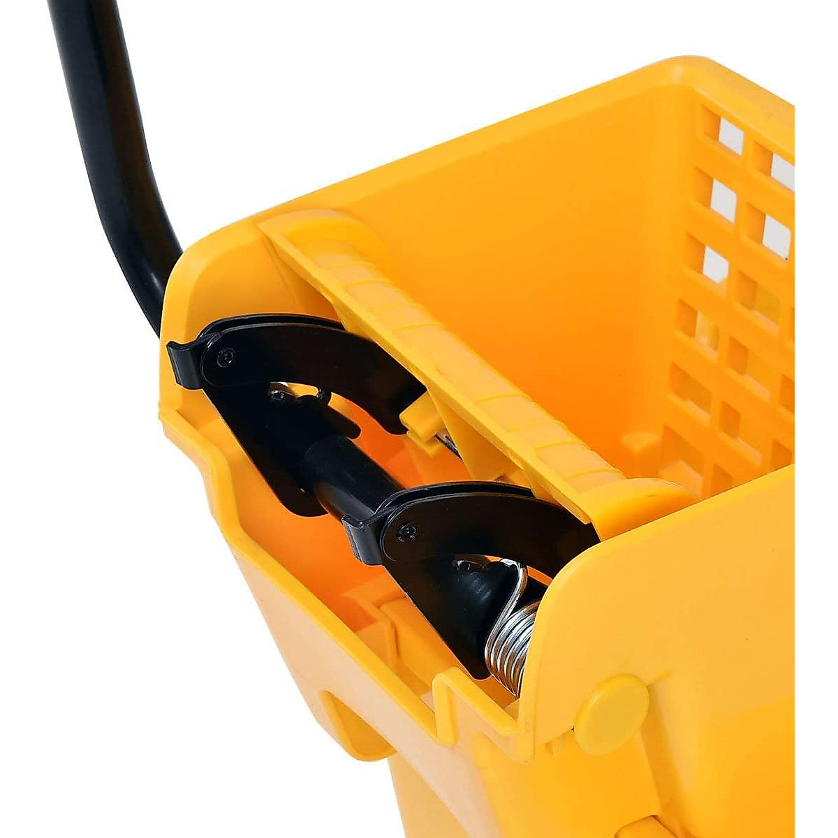 S AFSTAR 32L/8.5 Gallons Mop Bucket with Wringer on Wheels, Commercial Mop Bucket with Wheels & Potable Handle, Industrial Mop Wringer Bucket for Home Office Market Restaurant Hotel (Yellow)