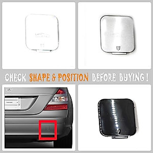 Rear Tow Cover for 98-06 Mercedes Benz S Class W220 Fit S280 S320 S350 S400 S430 S500 S600 S55 S65 1999 2000 2001 2002 2003 2004 2005 2006 Bumper Hook Eye Cap Silver