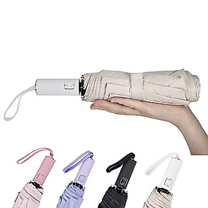 ESUFEIR Small Travel Umbrellas for Rain Protection Sun Compact-8 Ribs Automatic UV Umbrella UV Blocker Windproof-Sun Parasol Umbrella UV Protection-Lightweight & Portable-Men and Women