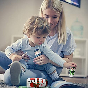 Tphon Nesting Dolls 5pcs Handmade Russian Wooden Matryoshka Dolls Cute Cartoon Pattern Nesting Doll Toy Stacking Doll Set for Kids Christmas and Birthday (02 Snowmen)