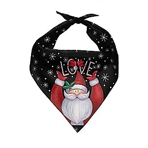 Buybai Holiday Dog Bandanas Christmas, Triangle Reversible Scarves Bibs for Dogs, Santa Claus Printed Bandana for Small Medium Large and Extra Large Dogs Pets